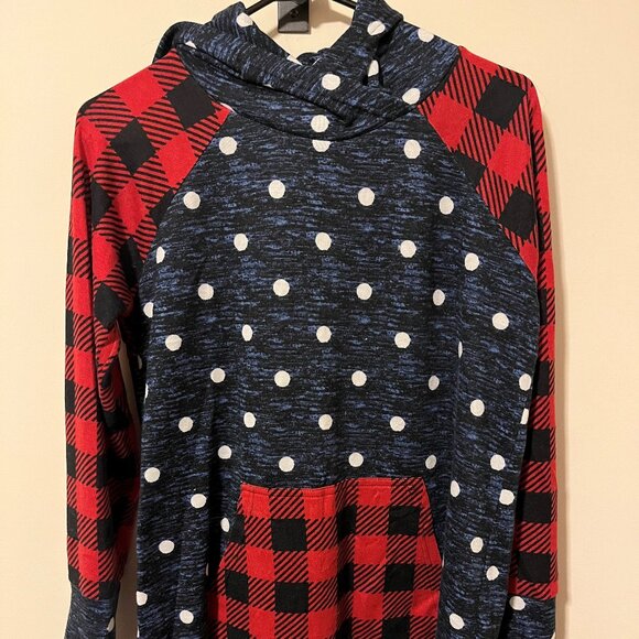 LuLaRoe | Sweaters | Preowned Lularoe Amber Hoodie Medium M Red Black ...